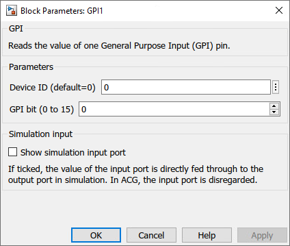GPI - General purpose inputs - Simulink, PLECS and C++ documentation