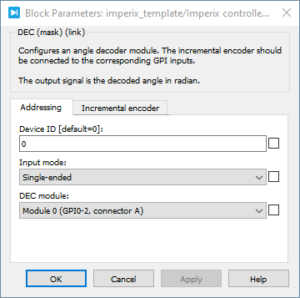 DEC - Angle decoder input - imperix Simulink, PLECS and C++ documentation