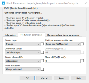 Carrier-based PWM block - imperix Simulink, PLECS, C++ documentation