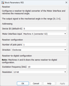 RES - Resolver - Simulink, PLECS and C++ documentation